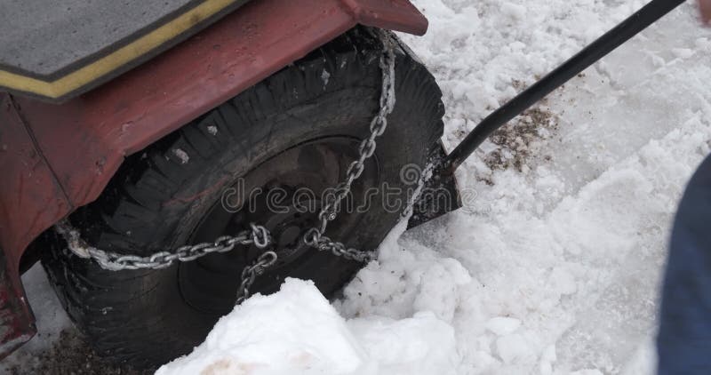 Mini Tractor Stuck in the Snow in Winter Stock Footage - Video of snow ...