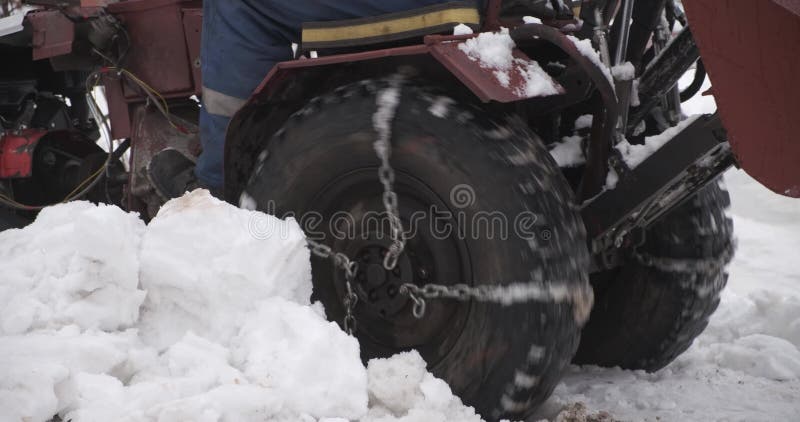 Mini Tractor Stuck in the Snow in Winter Stock Footage - Video of cold ...