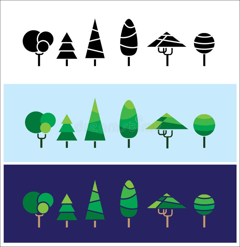 Mini trees stock vector. Illustration of graphic, decorative - 44225266