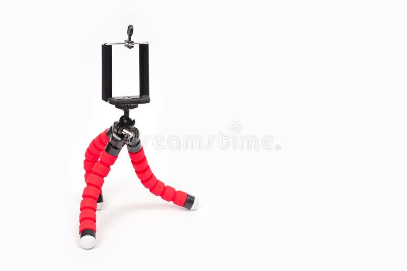 Mini Tripod with Flexible Red Legs and Mobile Phone Holder Stock ...