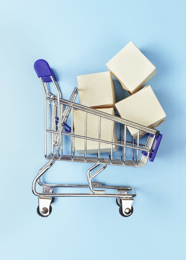 Mini Trolley with Boxes. the Concept of on the Internet Store and ...
