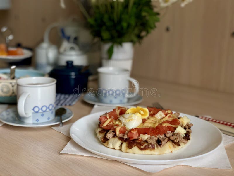 Mini tuna pizza stock photo. Image of closeup, cuisine - 168535018