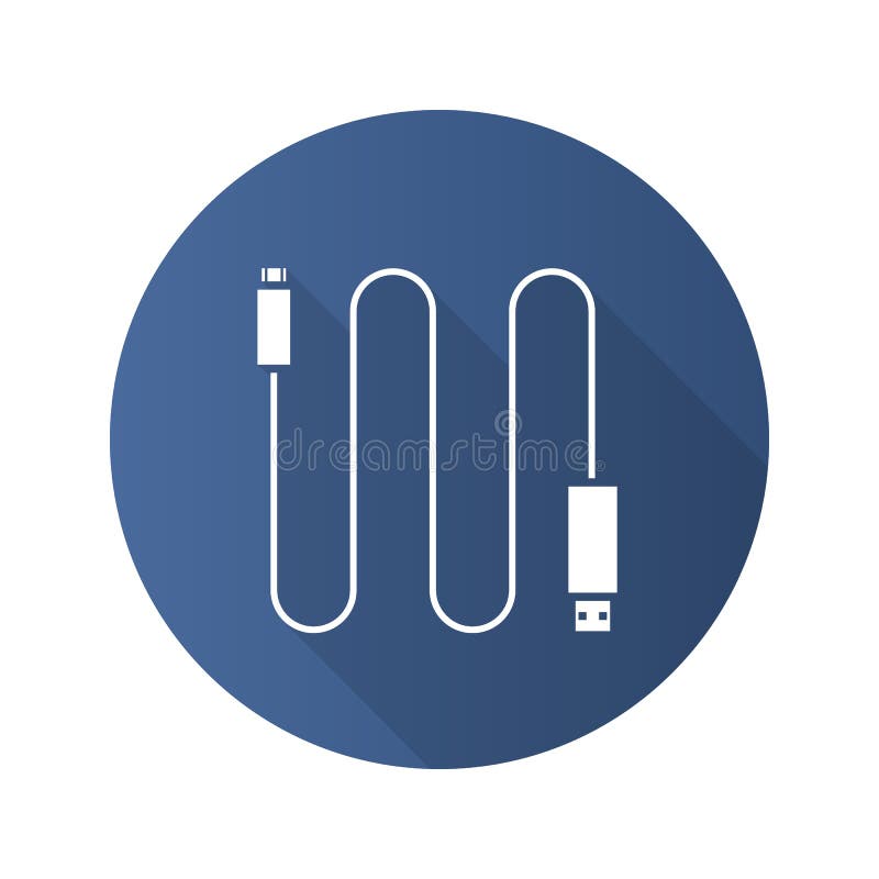 Mini USB Cable Flat Design Long Shadow Icon Stock Vector - Illustration ...