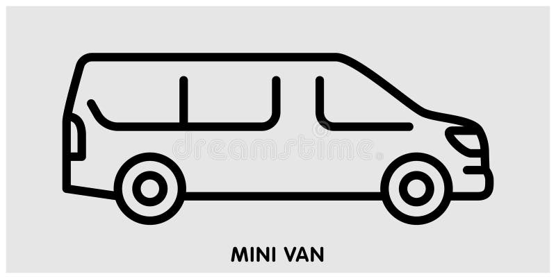 Mini Van Modern Vehicle Car Line Icon Stock Illustration - Illustration ...