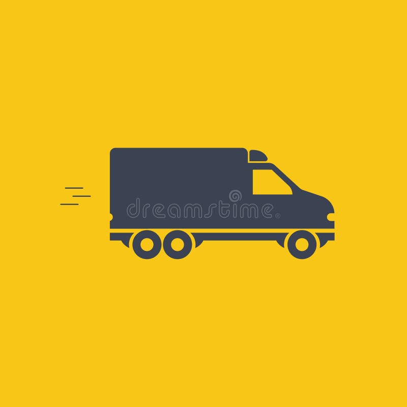 Mini Van Transport Car, Vector Symbol In Flat Simple Style On Orange ...