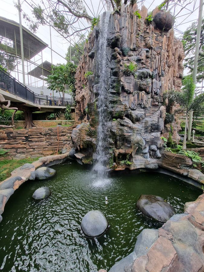 Mini Waterfall in the zoo stock image. Image of rock - 262538965