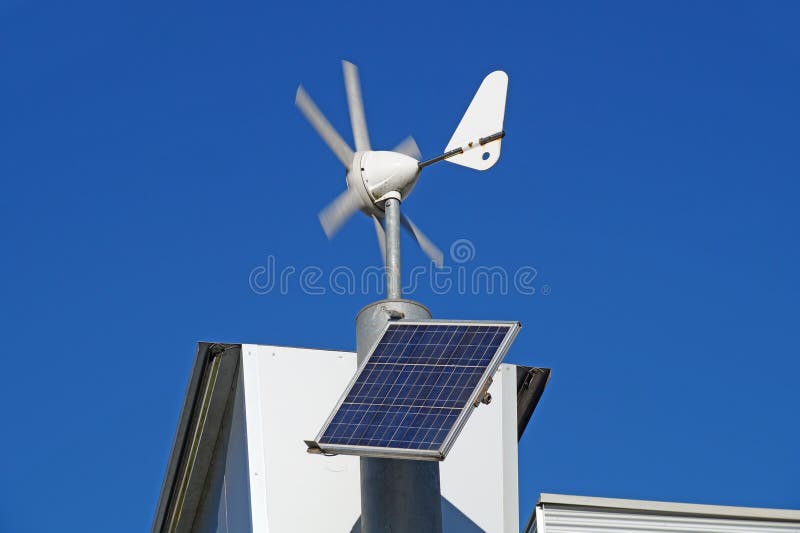 Mini Wind Power and Solar Panels for Domestic Use Stock Image - Image ...