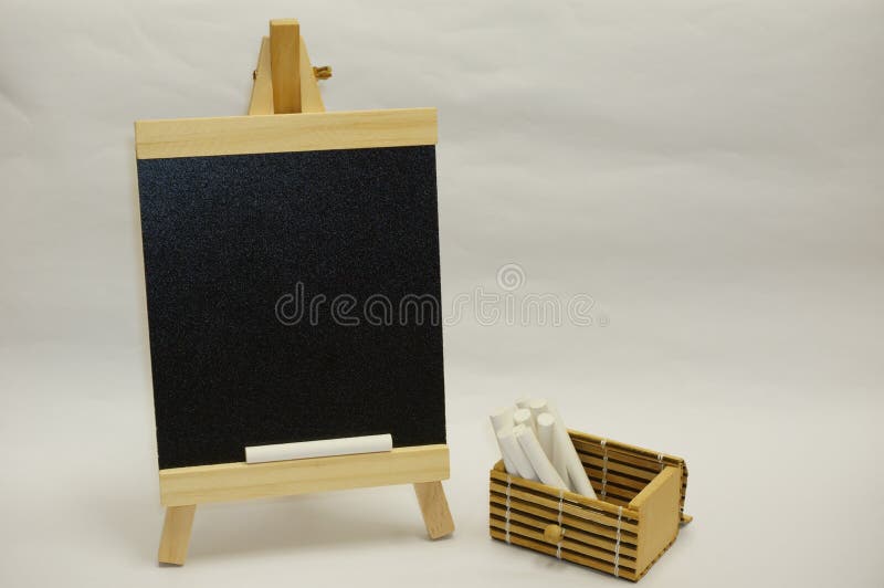 Mini Wooden Blackboard with Chalk Stock Image - Image of copy, text ...