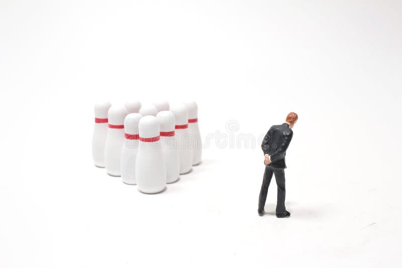 A Mini Worker of Figure with Bowling Pins Stock Photo - Image of ...