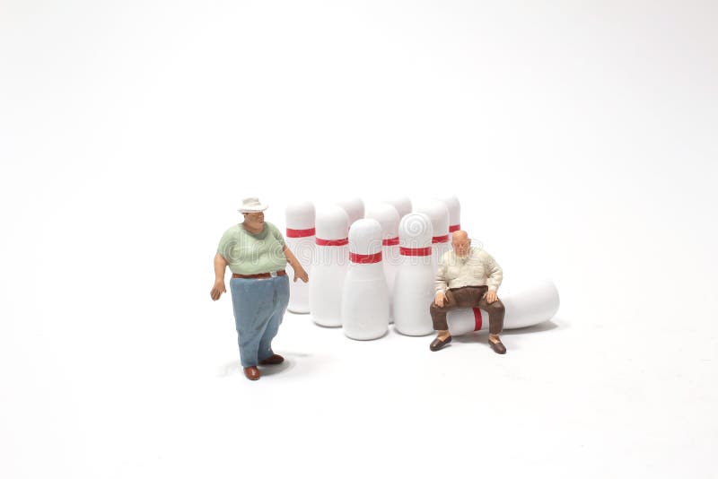The Mini Worker of Figure with Bowling Pins Stock Photo - Image of ...