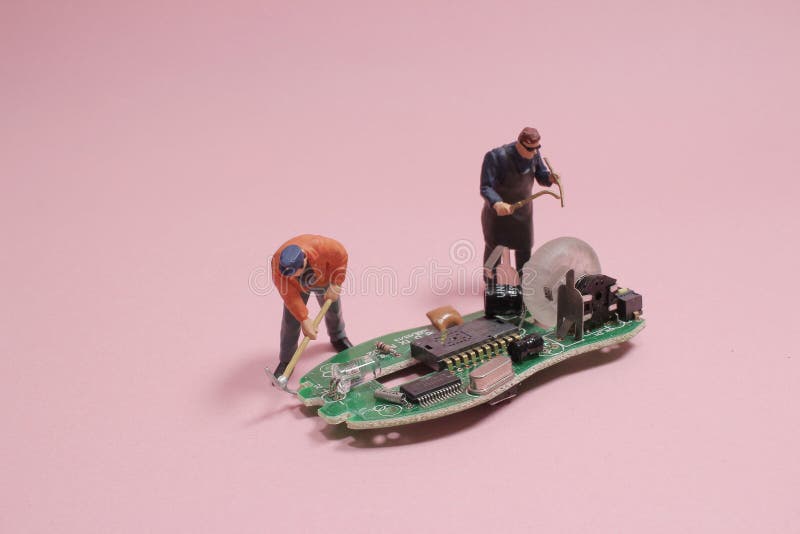 A Mini Worker Figure on Circuit Board, Service Stock Image - Image of ...