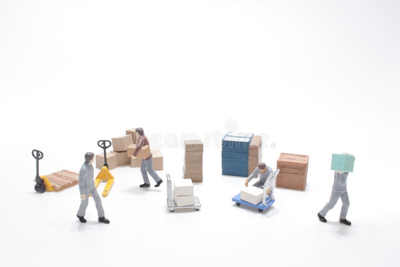 The Mini Worker Figure Move the Products Stock Photo - Image of figure ...