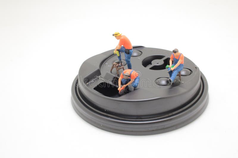 Mini Worker Figure on Working with Tool Stock Image - Image of metal ...