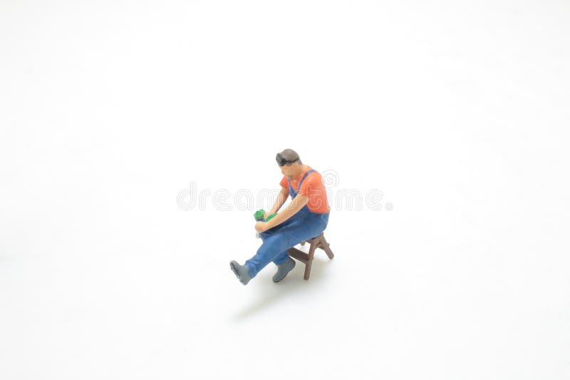Mini Worker Figure on Working with Tool Stock Image - Image of ...