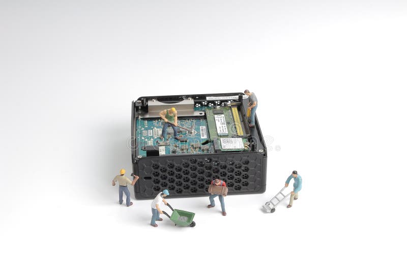 The Mini of Workers on Computer Mother Board Stock Image - Image of ...