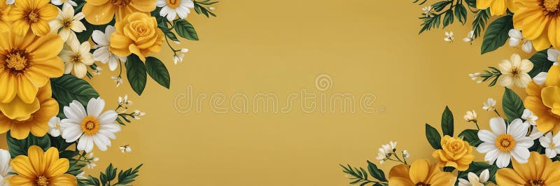 Mini Yellow Flowers Theme Border and Yellow Ai Generated Stock ...