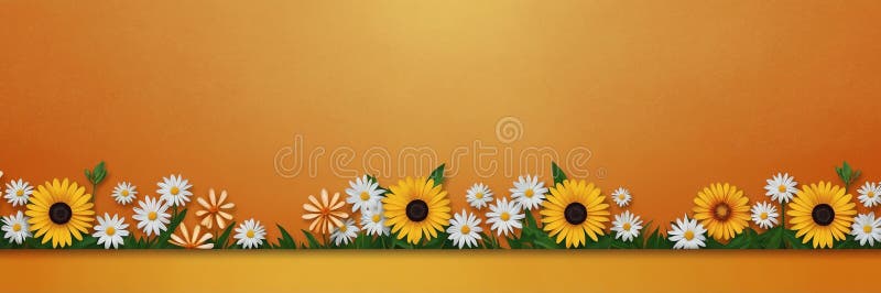 Mini Yellow Flowers Theme Border and Orange Ai Generated Stock ...