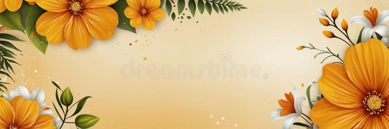 Mini Yellow Flowers Theme Border and Orange Ai Generated Stock ...