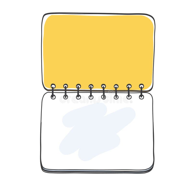 Mini Yellow Notebook Hand Drawn Vector Doodle Art Illustration Stock ...