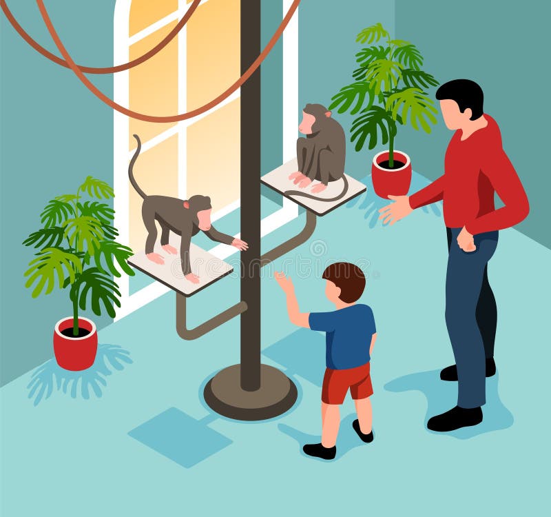 Mini Zoo Isometric Composition Stock Illustration - Illustration of ...