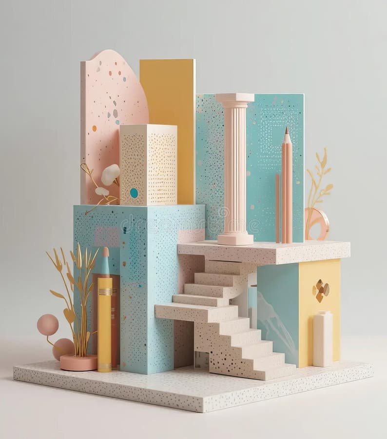 Miniature Architectural Elements with Geometric Shapes. Stock ...