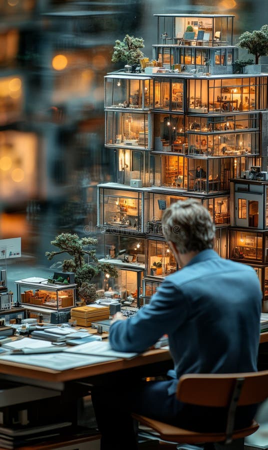 Miniature Architectural Model Viewed by an Observer in a Creative Space ...