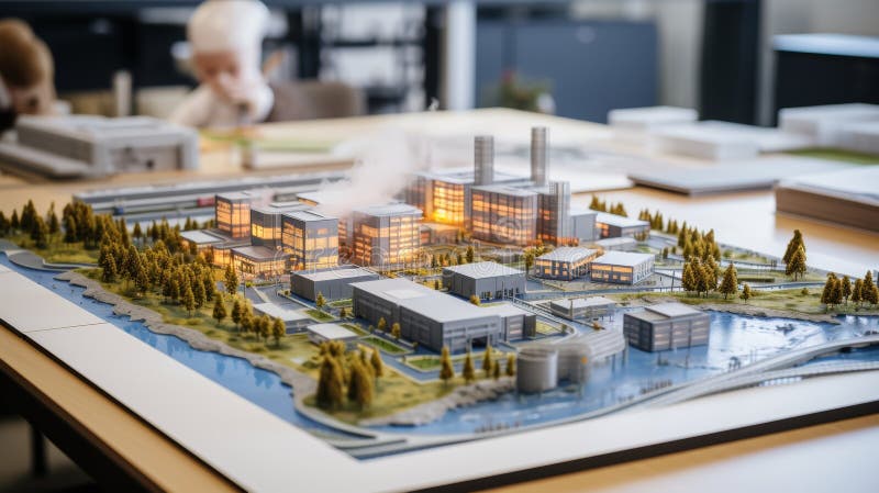 Miniature Architectural Project Layout of a New Modern Building Complex ...