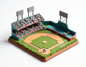Miniature Baseball Stadium Diorama Stock Illustration - Illustration of ...