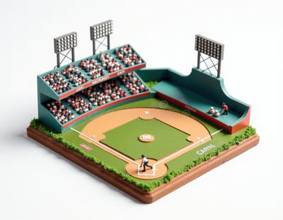 Miniature Baseball Stadium Diorama Stock Illustration - Illustration of ...