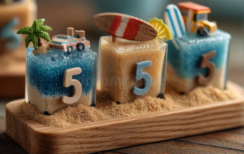 Miniature Beach Scene with Number Five Stock Illustration ...