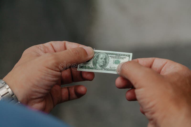 Miniature Bill in Hands of Man Stock Photo - Image of money, business ...