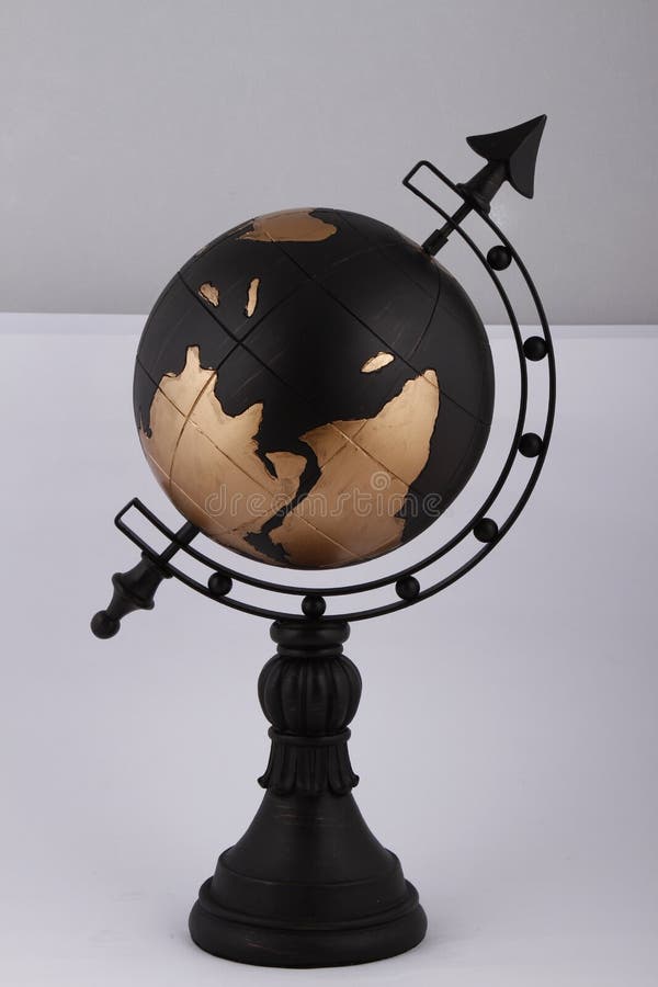 Miniature Black and Bronze World Globe Display Stock Photo - Image of ...