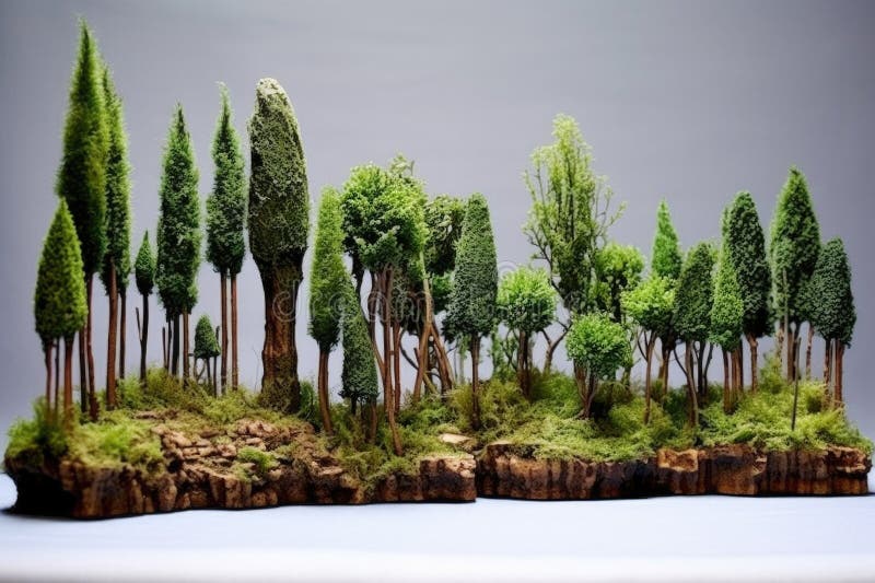 Miniature Bonsai Forest with Pruned Trees in a Row Stock Illustration ... Miniature Bonsai Forest with Pruned Trees in a Row Stock Illustration ...