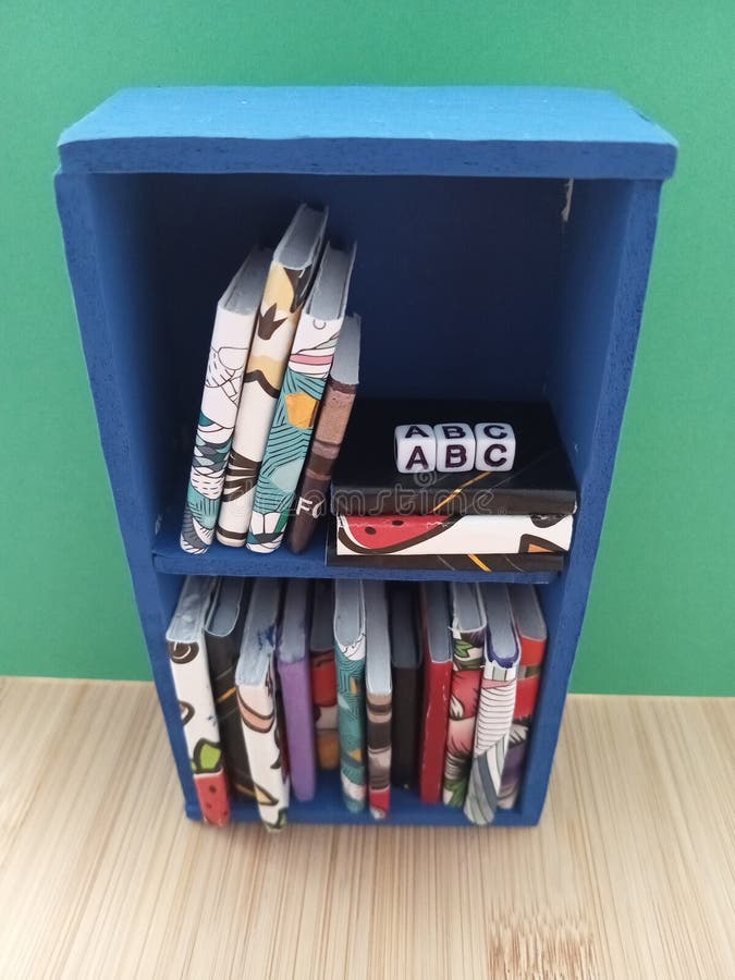 Miniature Bookcase with Mini Books Stock Photo - Image of craft ...
