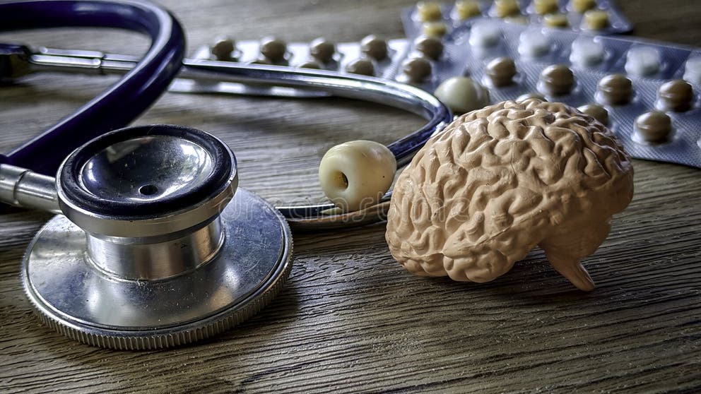Miniature Brain Model with a Stethoscope Stock Photo - Image of ...