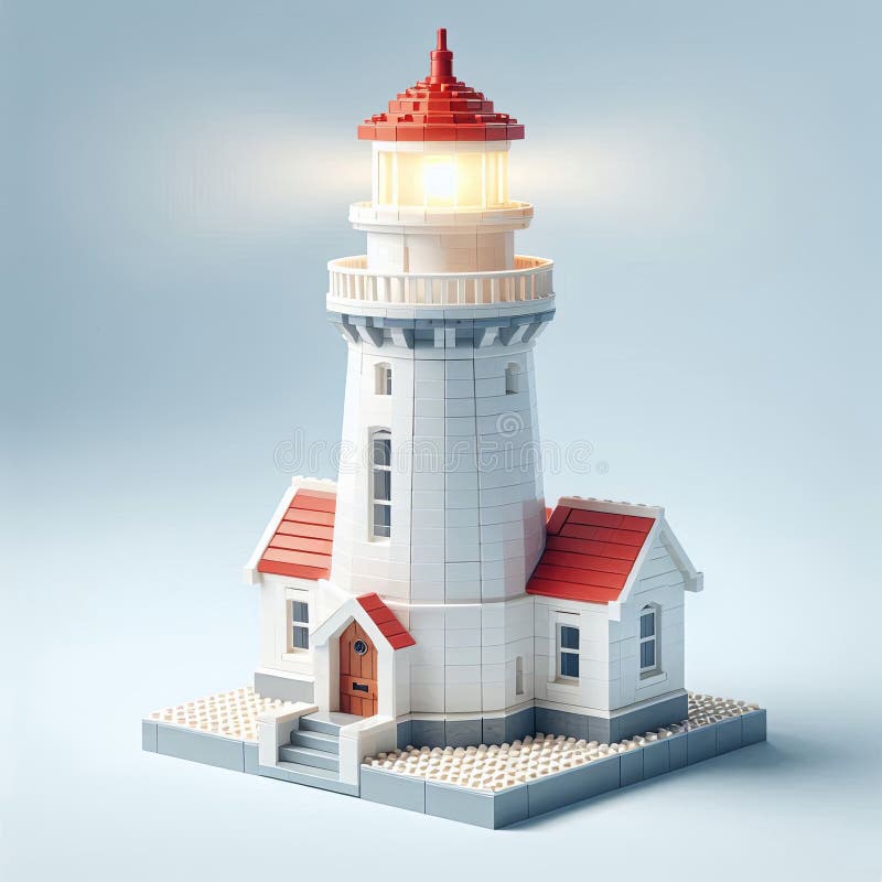 Miniature Brick Lighthouse stock illustration. Illustration of beacon ...