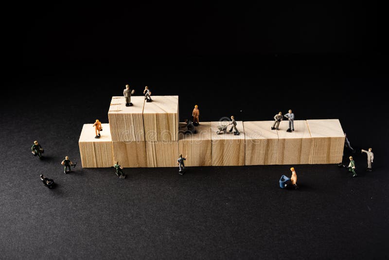 Miniature Builder Figures with Wooden Blocks Stock Photo - Image of ...