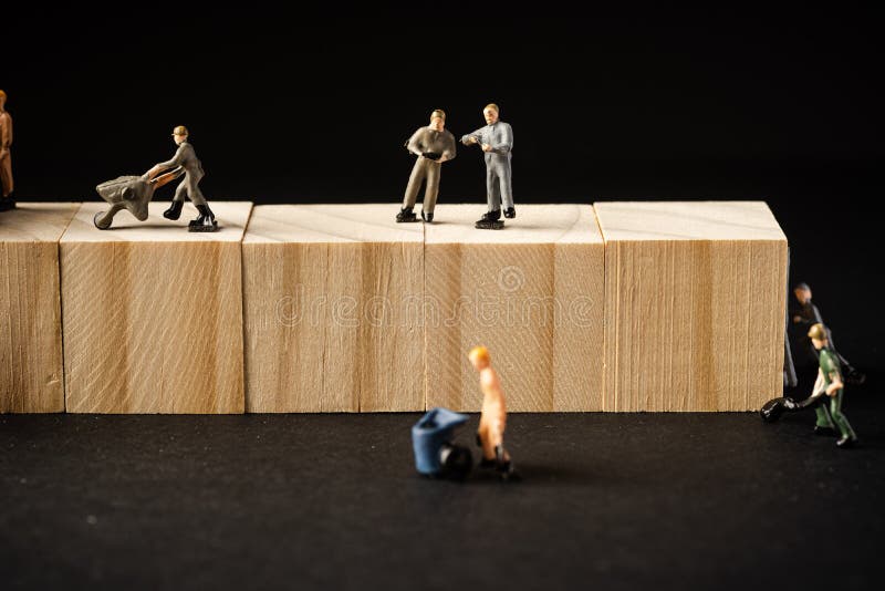 Miniature Builder Figures with Wooden Blocks Stock Image - Image of ...