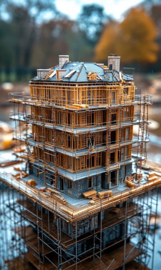 Miniature Building Construction Detailed Scaffolding Structure Stock ...
