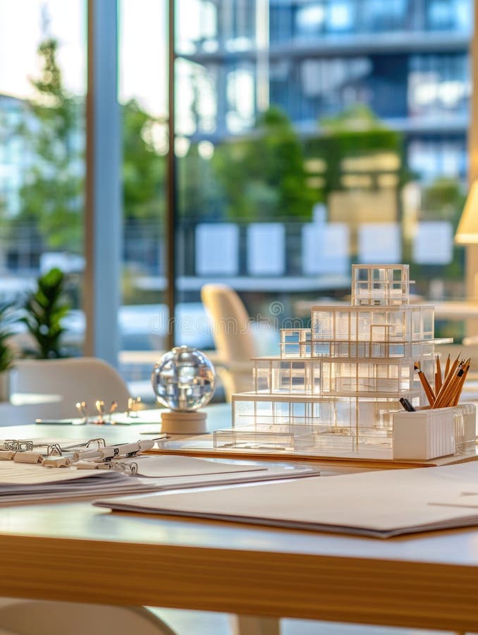 A Miniature Building Model Placed on a Table for Display or ...