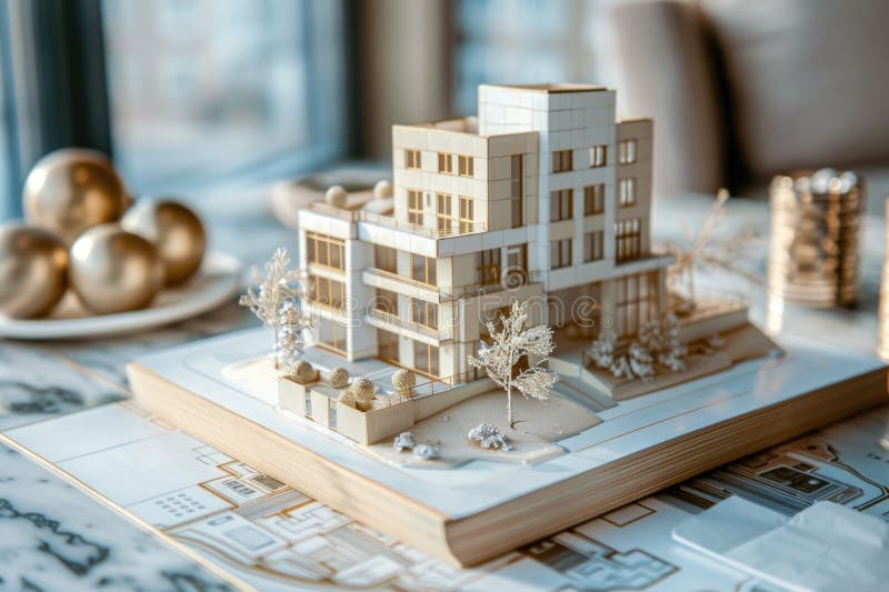 A Miniature Building Model on a Table, Great for Office or Home Decor ...