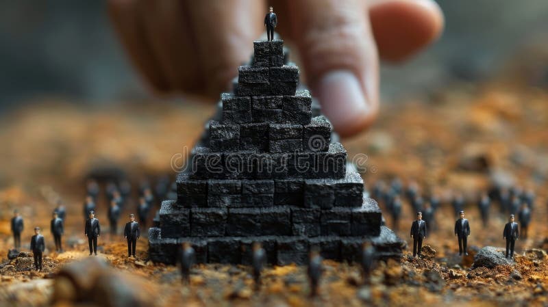 Miniature Business Figures Forming a Corporate Pyramid Structure Stock ...
