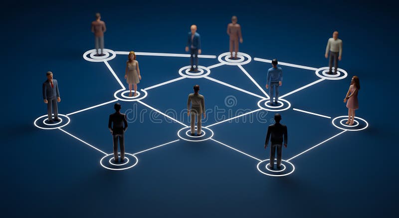 Miniature Business People Connected by a Network of Lines Stock ...