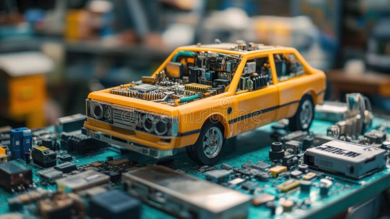 Miniature Car Model Crafted from Recycled E Waste on Circuit Board ...