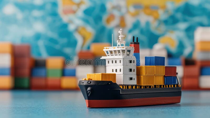 Colorful Container Ship Model World Map Stock Photos - Free & Royalty ...