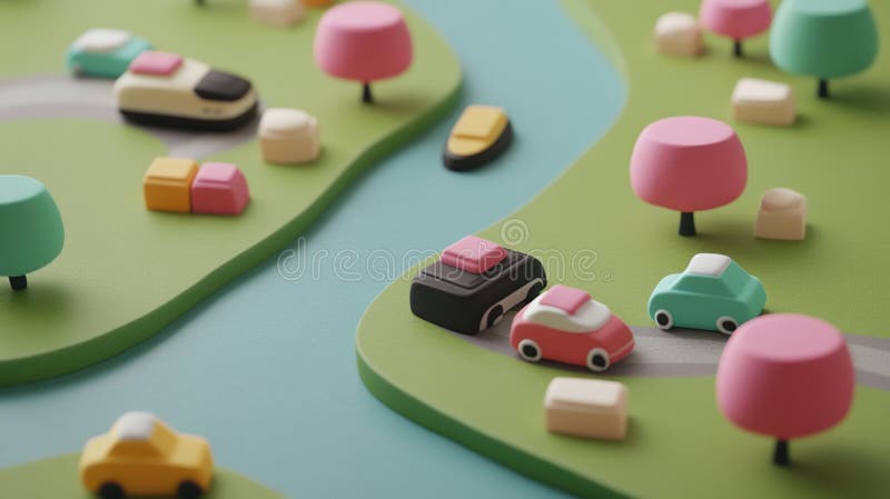 Miniature Cars Traffic Jam River Landscape Model Stock Photo - Image of ...