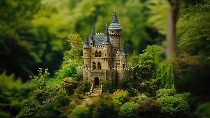 Miniature Castle in Forest stock photo. Image of world - 376451624