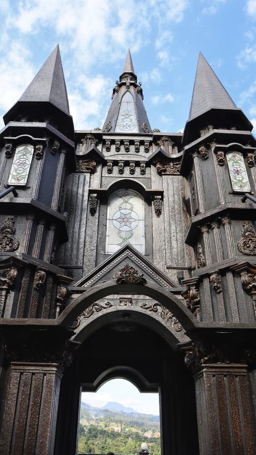Miniature Castle with Medieval Exterior Soaring into the Sky with Blue ...