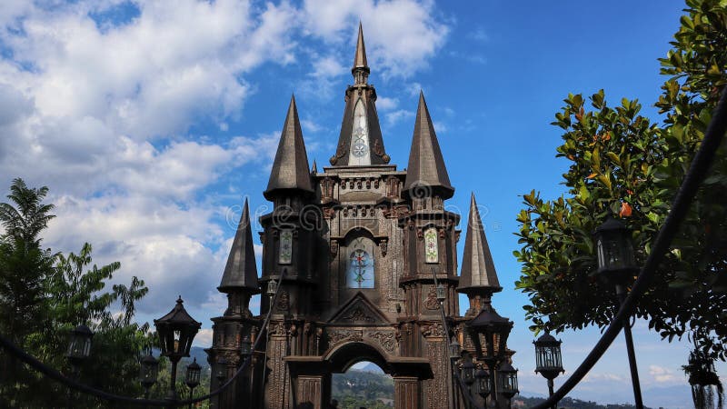 Miniature Castle with Medieval Exterior Soaring into the Sky with Blue ...