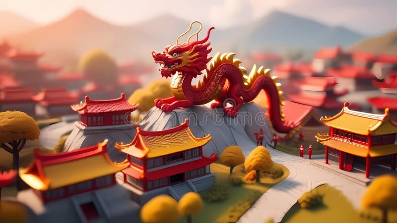 Miniature of a Chinese Traditional Village with Tilt Shift Effect ...